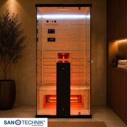 Sanotechnik Infrarotkabine, Schwarz, Holz, Fichte, 80x190x110 cm, Freizeit, Wellness, Infrarotkabinen
