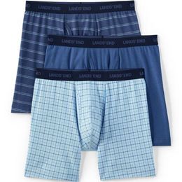 LANDS' END Komfort-Boxershorts (3er-Set), Herren,  Blau, Baumwolle/Elasthan/Baumwolle Modal, by Lands' End