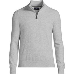 LANDS' END Kaschmir-Pullover mit Rei&szlig;verschluss, Herren,  Grau, Kaschmir, by Lands' End