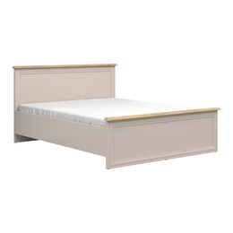 BETT 160/200 Perle Kaschmir und Eichenholz-Optik