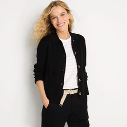 LANDS' END Feinstrick-Jacke aus Baumwolle, Damen,  Schwarz, Baumwolle, by Lands' End