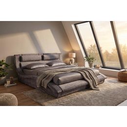 Riess Ambiente Bett SWING 160x200cm grau Vogue Seiden Samtstoff Riess-Ambiente Modern Skandinavisch