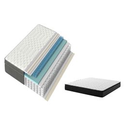 Riess Ambiente Bequeme Matratze mit Topper CLOUD FLEX 180x200cm dunkelgrau Tonnentaschenfederkern 9-Zonen Riess-Ambiente Modern