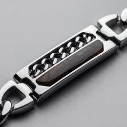 Holzkern Armb&auml;nder Herren Silber und Walnuss