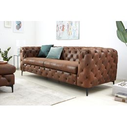 Riess Ambiente Chesterfield 3-Sitzer Sofa MODERN BAROCK 235cm antik braun Microfaser Federkern Riess-Ambiente Wohnzimmer