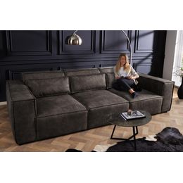 Riess Ambiente Design 3-Sitzer Sofa BOSSA NOVA 260cm antik dunkelgrau Microfaser Couch Wohnzimmer Riess-Ambiente Industrie & Loft Modern