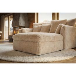Riess Ambiente Gro&szlig;er Sitzhocker YETI 100cm beige sand Shaggy-Stoff langfloriger Pl&uuml;sch Sofahocker Riess-Ambiente Boheme Modern Natur