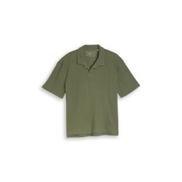 Tom Tailor Denim Herren Relaxed Fit Poloshirt mit Waffelstruktur, gr&uuml;n, Uni, Gr. XXL