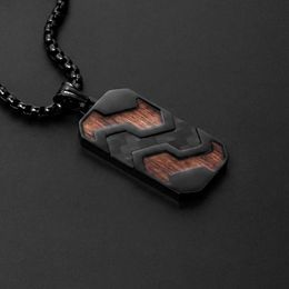 Holzkern Halsketten Herren Carbon und Walnuss