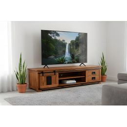 Lowboard TV-Board Akazie massiv nussbaumfarben 200 x 55 x 50 cm LIBRO