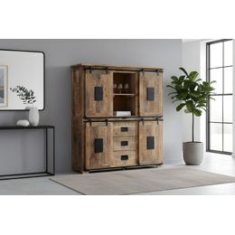 Highboard Mango Rough massiv 150 x 45 x 160 cm LIBRO