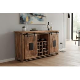 Weinschrank Holzschrank Mango Rough 145 x 45 x 85 cm LIBRO