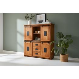 Highboard Akazie massiv nussbaumfarben 150 x 45 x 160 cm LIBRO