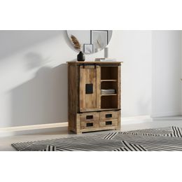 Highboard Mango Rough massiv 90 x 45 x 150 cm LIBRO