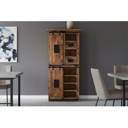 Highboard Mango Rough massiv 80 x 45 x 175 cm LIBRO