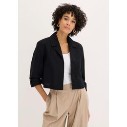bonprix Blusenjacke aus Leinenmix, schwarz, Gr.52, modische Blusenjacke aus Leinenmix, 55% Leinen (verifiziert)