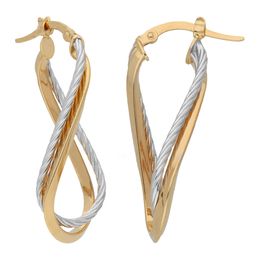 Paar Creolen Firetti "Schmuck Geschenk Gold 585 Ohrringe Infinity/Unendlichkeitsschleife", gelbgoldfarben, wei&szlig;goldfarben, Ohrringe, Damen, Gelbgold 585
