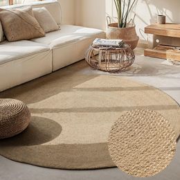 Teppich Hanse Home "Rangpur Juteteppich, auch in oval", beige (elfenbein), H:10mm &Oslash;:140cm, Jute, Teppiche, Teppich, Handgewebt, 100% Jute, Natur, Wohnzimmer, Flur, Boho, Skandi