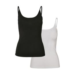 Muskelshirt Urban Classics "Urban Classics Damen Ladies Basic Top 2-Pack", Damen, Gr. 4XL, schwarz, wei&szlig;, 95% Baumwolle, 5% Elasthan, unifarben, slim fit, ohne Ausschnitt, Shirts