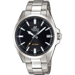 Quarzuhr CASIO EDIFICE, silber (schwarz, silberfarben), Armbanduhren, Herren, Quarzuhr, Armbanduhr, Herrenuhr, bis 10 bar wasserdicht, Datum, Edelstahlarmband