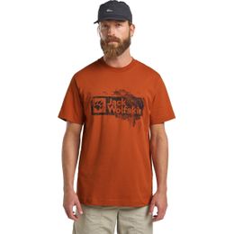 T-Shirt Jack Wolfskin "BRAND T M", Herren, Gr. S (48), orange (burnt, orange), Obermaterial: 100% Baumwolle, Shirts T-Shirt