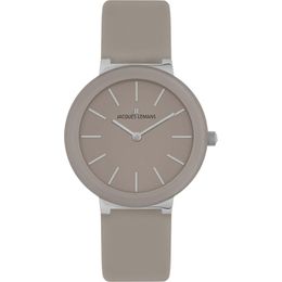 Quarzuhr Jacques Lemans "Monaco", beige (taupefarben, silberfarben), Armbanduhren, Damen, Quarzuhr, Armbanduhr, Damenuhr, Crystexglas, Lederarmband
