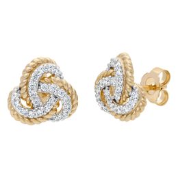 Paar Ohrstecker Firetti "Schmuck Geschenk Silber 925 Ohrschmuck Ohrringe Knoten", gelbgoldfarben, silberfarben, kristallwei&szlig;, kristallwei&szlig;, Ohrringe, Damen, Silber 925 (Sterlingsilber), mit Zirkonia (synth.)