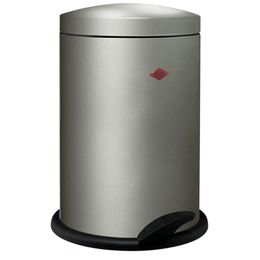 M&uuml;lleimer Wesco "116 Alpha", silber (neusilber), B:30cm H:42,5cm T:30cm, Stahlblech, M&uuml;lleimer, M&uuml;lleimer, Tretabfallsammler, 13 Liter