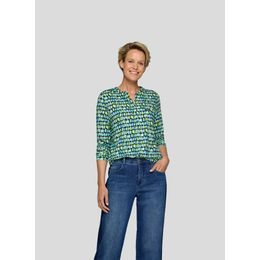 Langarmshirt Rabe, Damen, Gr. 40, pazifik, Web, Obermaterial: 92% Viskose, 8% Elasthan, bedruckt, tailliert h&uuml;ftbedeckend, Rundhals, Shirts Langarmshirt, mit grafischem Muster