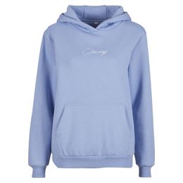 Kapuzenpullover MISS TEE "Miss Tee Dreamy Wording Ladies Fluffy Hoody", Damen, Gr. 4XL, powderblau, 70% Baumwolle, 30% Polyester, mehrfarbig, loose fit, ohne Ausschnitt, Pullover Kapuzenpullover
