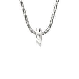 Kette mit Anh&auml;nger Diesel "Schmuck Geschenk Edelstahl D LOGO", edelstahlfarben, Halsketten, Herren, Edelstahl, L: 50 B: 3mm, B:3mm
