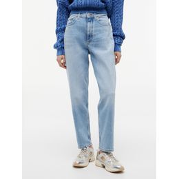 Mom-Jeans Tommy Jeans "MOM JEAN UH TPR", Damen, Gr. 34, L&auml;nge 30, denim light, Denim/Jeans, Obermaterial: 81% Baumwolle, 18% Lyocell, 1% Elasthan, unifarben, lang, Jeans, Tapered Mom Jeans mit ultrahohem Bund