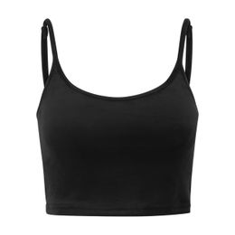 Muskelshirt Urban Classics "Urban Classics Ladies Short Velvet Top", Damen, Gr. L, schwarz, 93% Polyester, 7% Elasthan, unifarben, skinny fit, ohne Ausschnitt, Shirts