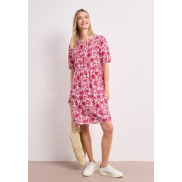 Druckkleid Street One, Damen, Gr. 46, N-Gr, sanftes wei&szlig;, Web, Obermaterial: 80% Viskose, 20% Nylon, gebl&uuml;mt, l&auml;ssig geschnitten, Rundhals, elastischer Bund, Kleider Druckkleid, Sommerrock mit Split Neck und Print