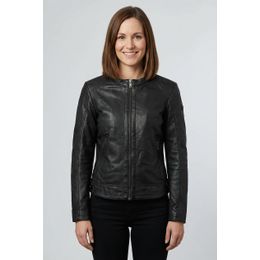 Lederjacke Mauritius "MWYouvie", Damen, Gr. M (38), schwarz, Obermaterial: 100% Schafsleder, unifarben, regular fit h&uuml;ftlang, abgesteppte Kante, Jacken, mit Stehkragen