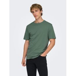 Only & Sons Rundhalsshirt ONLY & SONS "ONSMAX LIFE REG SS STITCH TEE", Herren, Gr. S, schwarz forest, Single Jersey, Obermaterial: 100% Baumwolle, unifarben, regular fit normal, Rundhals, Shirts Rundhalsshirt, Baumwolle, normal geschnitten