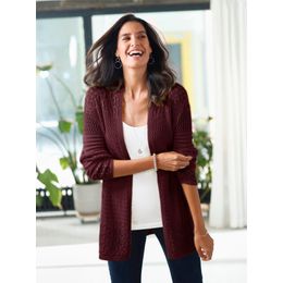 Strickjacke Inspirationen, Damen, Gr. 36, rot (burgund), 60% Baumwolle, 40% Viskose, unifarben, Strickjacken Strickjacke
