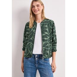 Blouson Street One, Damen, Gr. 38, deep bound gr&uuml;n, Web, Obermaterial: 90% Polyester, 10% Elasthan. Futter: 100% Polyester, normal h&uuml;ftbedeckend, Rundhals, Jacken Blouson, mit Zipper und Leomuster