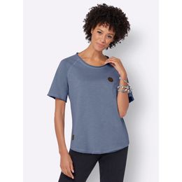 Sweatshirt Casual Looks, Damen, Gr. 50, blau (taubenblau), 100% Baumwolle, unifarben, Rundhals, Sweatshirts Sweatshirt