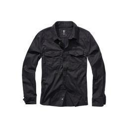 Langarm-Poloshirt Brandit "Brandit Herren Flanellshirt", Herren, Gr. 6XL, schwarz, 100% Baumwolle, unifarben, normal, amerikanischer Ausschnitt, Shirts