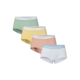 Hipster Pieces "PCLOGO LADY 4 PACK SOLID NOOS BC", Damen, Gr. S, 4 Stk., jadeite detail:4 pack w jade ghaz misr bwhi, Jersey, Obermaterial: 95% Baumwolle, 5% Elasthan, unifarben, unifarben mit Farbeinsatz, figurbetont, Unterhosen, Baumwollmischung