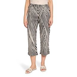 Culotte Betty Barclay "Damen mit Bundfalten", Damen, Gr. 36, Normalgr&ouml;&szlig;en, schwarz-wei&szlig; (schwarz, beige), Leinenmischung, Obermaterial: 55% Leinen, 45% Viskose, straight fit 3/4-L&auml;nge, Hosen Culotte