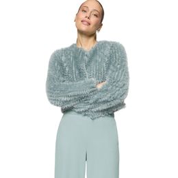Jackenblazer Zero "Damen mit Struktur", Damen, Gr. 42, silber blau, Obermaterial: 100% Polyester. Futter: 10% Elasthan, 90% Polyester, unifarben, gerade normal, Rundhals, Blazer, Material