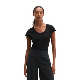 Marc O'Polo T-Shirt MARC O'POLO "aus softem Modal-Organic-Cotton-Mix", Damen, Gr. L, schwarz, Obermaterial: 50% Modal, 50% Baumwolle, unifarben, Basic, slim fit, tiefer Rundhals, Shirts T-Shirt