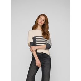 Strickpullover Rabe, Damen, Gr. 42, braun (macchiato), Strick, Obermaterial: 50% Baumwolle, 50% Polyacryl, h&uuml;ftbedeckend, Rundhals, Pullover Strickpullover, im Colorblocking-Look