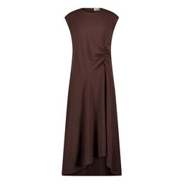 Midikleid Cartoon "Damen mit Raffung", Damen, Gr. 40, Normalgr&ouml;&szlig;en, dunkelbraun, Obermaterial: 100% Polyester, ausgestellt lang, Rundhals, Kleider Midikleid