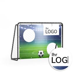 Torwand "Stadion&ldquo; personalisierbar | mit Wunschtext | inkl. Tor & Tornetz | 200 x 142 cm | Werbeartikel f&uuml;r WM & EM | Eventausstattung gestalten