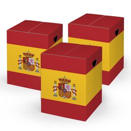 3er-Set Papphocker "Spanien" bedrucken | 34 x 34 x 47 cm | Deko WM & EM | Griffl&ouml;cher zum Tragen | Sitzhocker & Wellpapp Hocker selbst gestalten