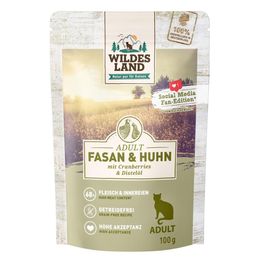 WILDES LAND Fasan und Huhn mit Cranberries Katzen-Nassfutter getreidefrei 12x100 g