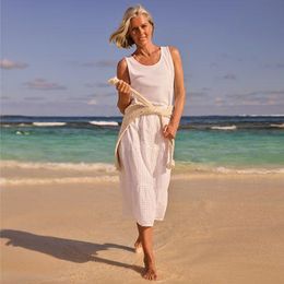 LANDS' END Midi-Schlupfrock aus Baumwoll-Lochstickerei, Damen,  Wei&szlig;, Baumwolle, by Lands' End